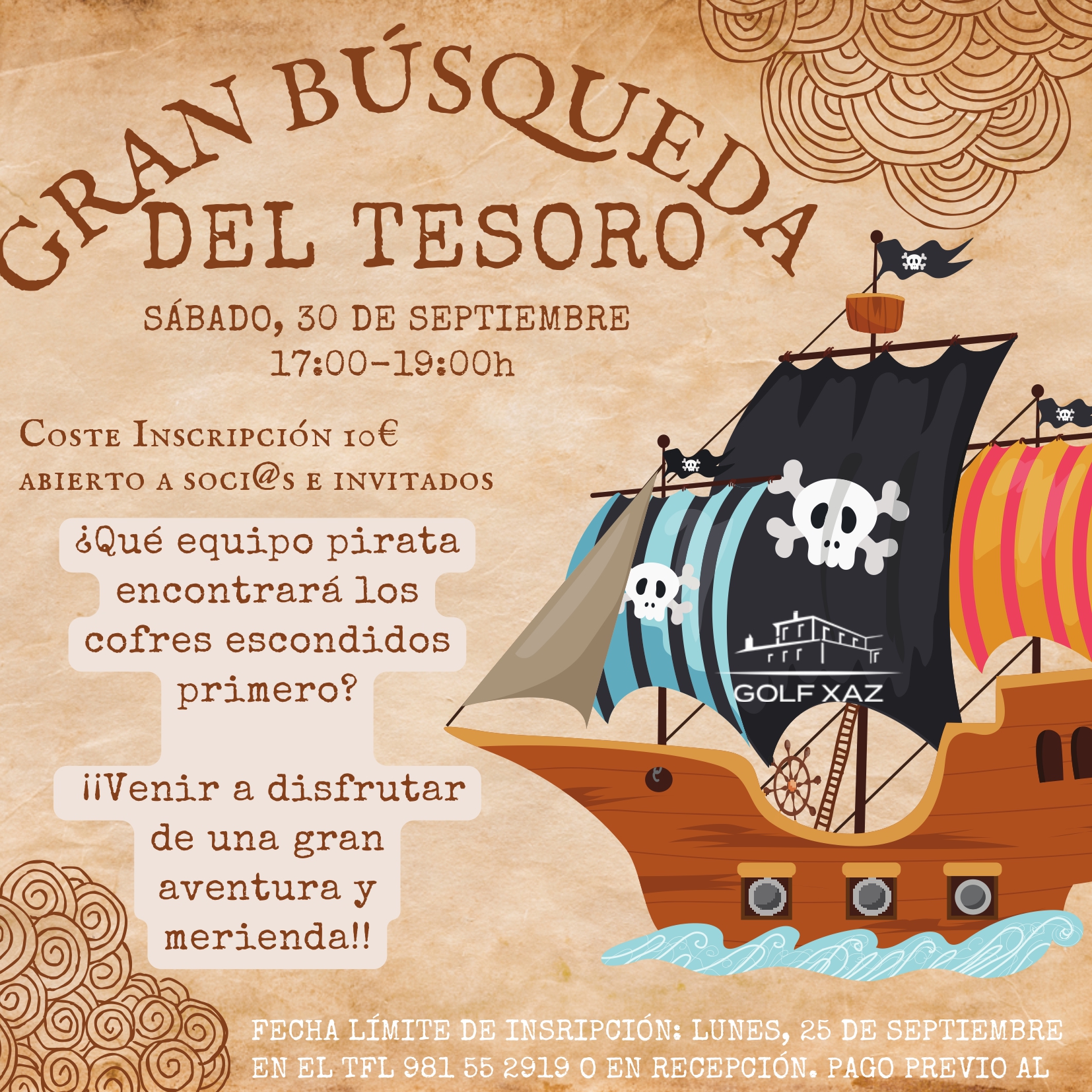 Gran búsqueda del tesoro y fiesta pirata - Golf Xaz